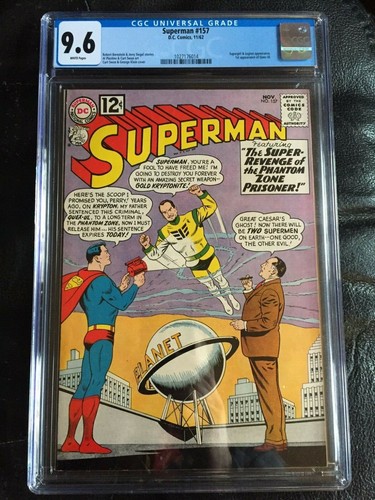 SUPERMAN #157 CGC NM+ 9.6; White pg!; Supergirl, Legion app.! | eBay