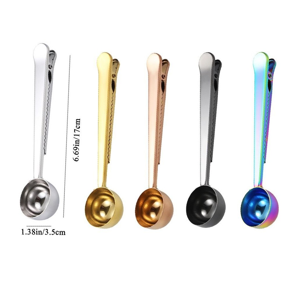 Stainless Steel Coffee Spoon With Bag Clip 2-in-1 Spoon Bag Clip Coffee ...