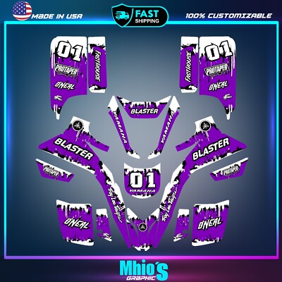 ATV Wrap Full Kit Decals Graphics For Yamaha Blaster 200 YFS 200 1988 ...