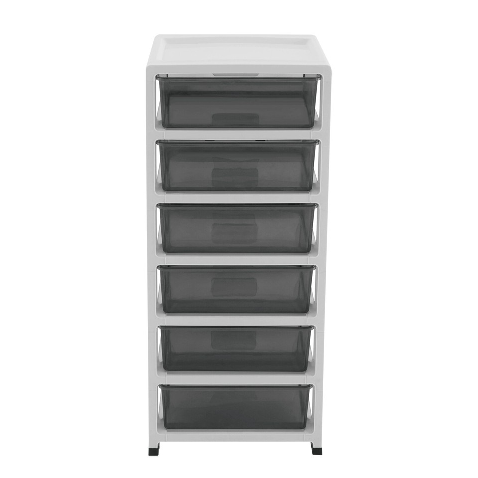 Large 6-Drawer Desktop Organizer with Open Tray Top, for Desk Organizer ...