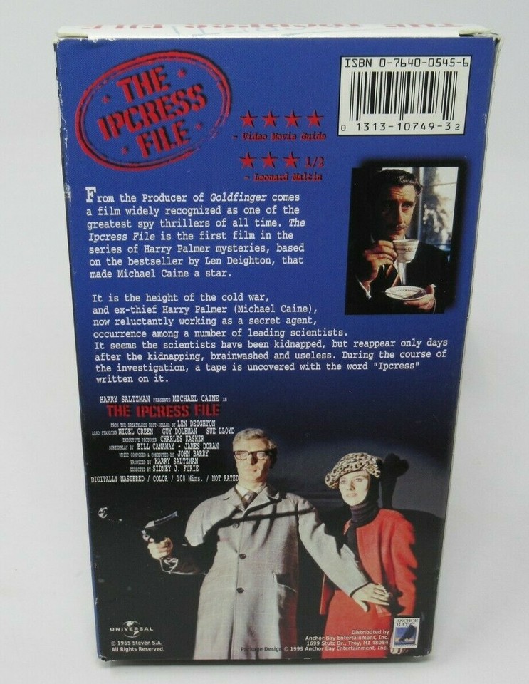 THE IPCRESS FILE - UNRATED VHS VIDEO MOVIE, MICHAEL CAINE, NIGEL GREEN ...