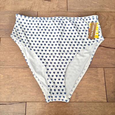 Roller Rabbit Nwt White w/ Blue Heart Print High Waist Swim Bikini ...