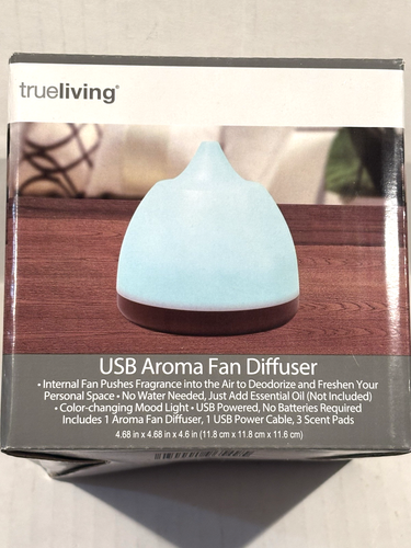 USB Aroma Fan Diffuser USB True Living Includes 3 Scent Pods And USB ...