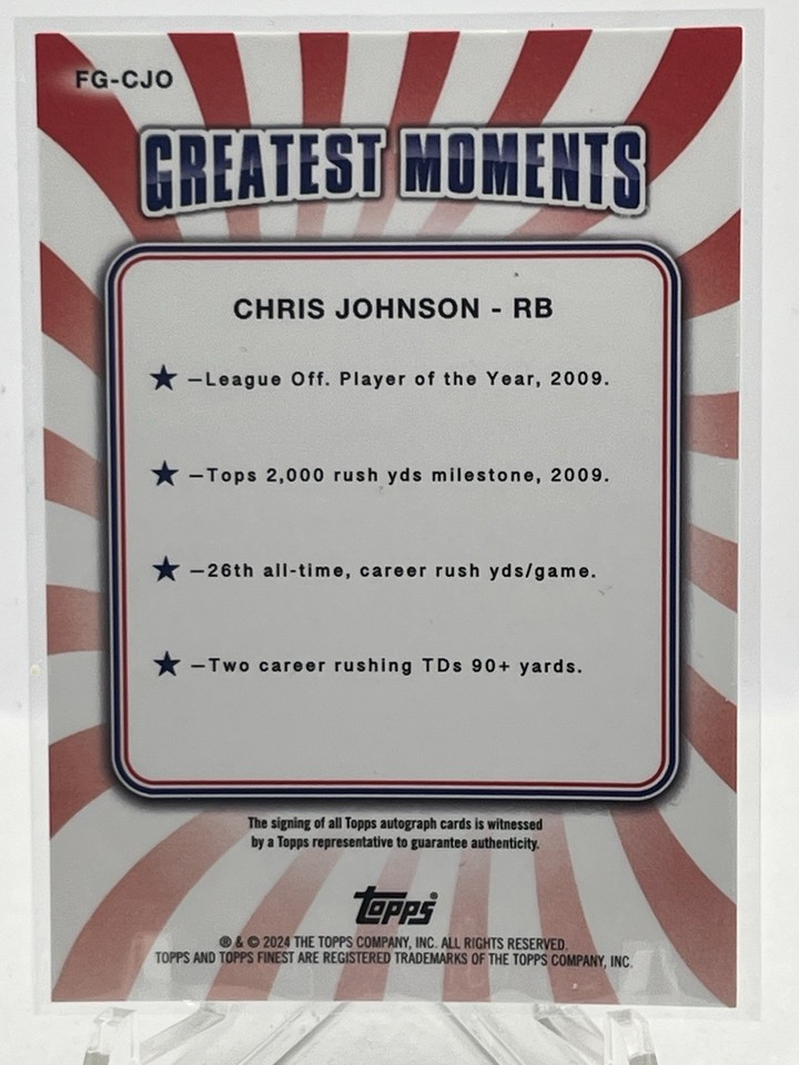 2024 Topps Finest #FG-CJO Chris Johnson Autograph Case Hit Serial 2/10 ...