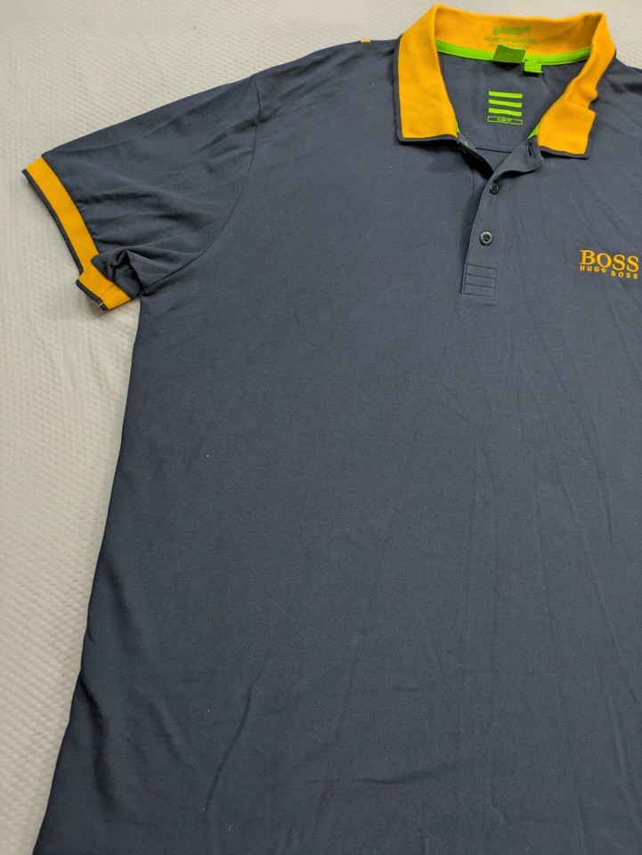 Men's 3XL Hugo Boss Slim Fit Golf Blue Polo Shirt Green Label ...