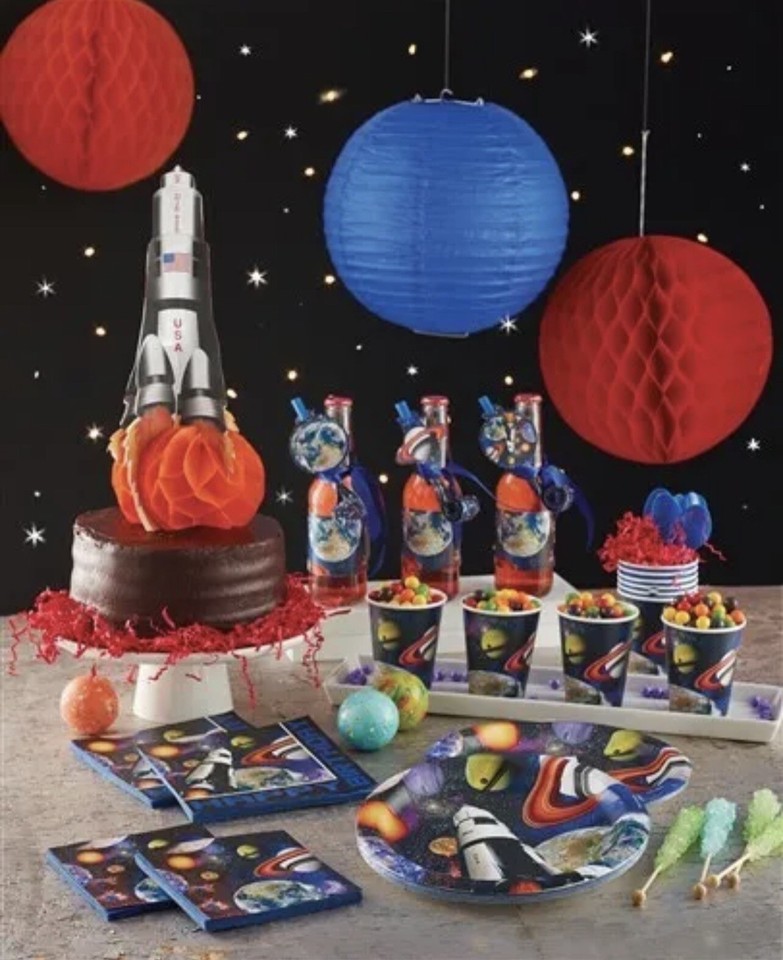 Space Blast Favor Loot Bags 8 Pack Plastic Solar System Spaceship Favor ...