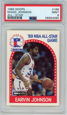 1989-90 NBA Hoops All-Star Game Magic Johnson All Star Card #166 PSA 9 ...