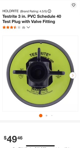 HOLDRITE Testrite 3 in. PVC Schedule 40 Test Plug with Valve Fitting ...