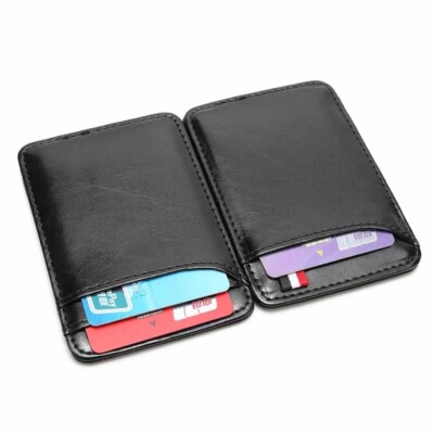 Ultra Thin Men's PU Leather Mini Small Magic Wallet Money Cash Card ...