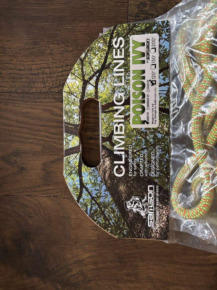 Samson Poison Ivy Climbing Line 120 Feet Tango 11.7mm Tight Eye Splice ...