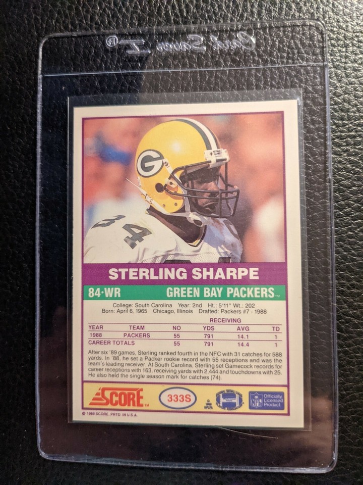 1989 SCORE #333S STERLING SHARPE ROOKIE CARD RC GREEN BAY PACKERS | eBay