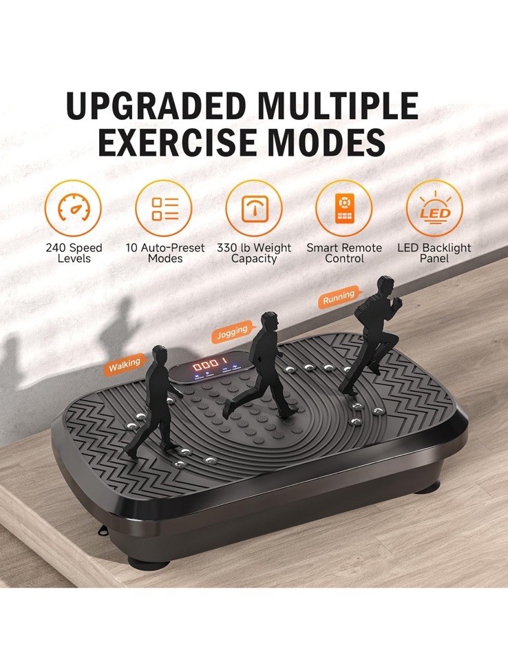 Vibration Plate Exercise Machine, 330 Lbs Capacity , 8 Modes, Remotes ...