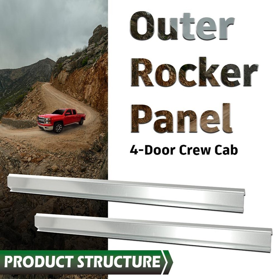 Rocker Panel Fit For 14-18 Chevy Silverado GMC Sierra 62.99" Crew Cab ...