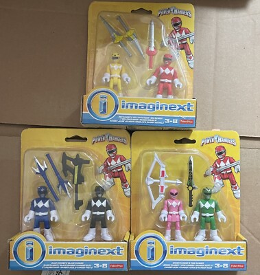 Imaginext Power Rangers COMPLETE TEAM lot Red Yellow Pink Green Black ...