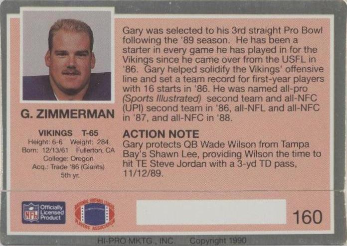 1990 Action Packed Gary Zimmerman #160 for sale | eBay