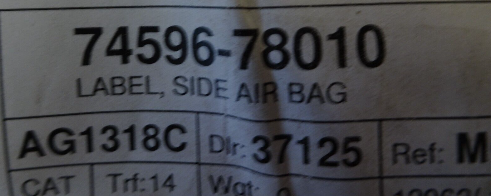 NEW OEM 2016-2021 Toyota Air Bag Label 74596-78010 | eBay