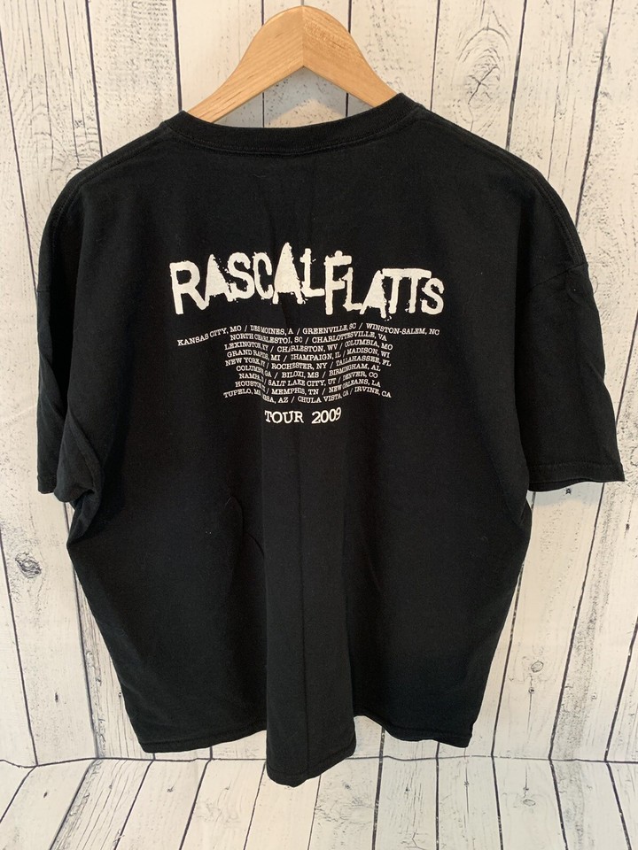 RASCAL FLATS TOUR 2009 Short Sleeve 100% Cotton T Shirt Size XL Black ...