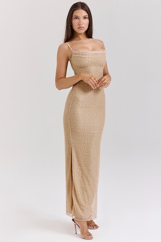 HOUSE OF CB 'Calla' Seapearl Embellished Maxi Dress /Size L-US 8-10 ...
