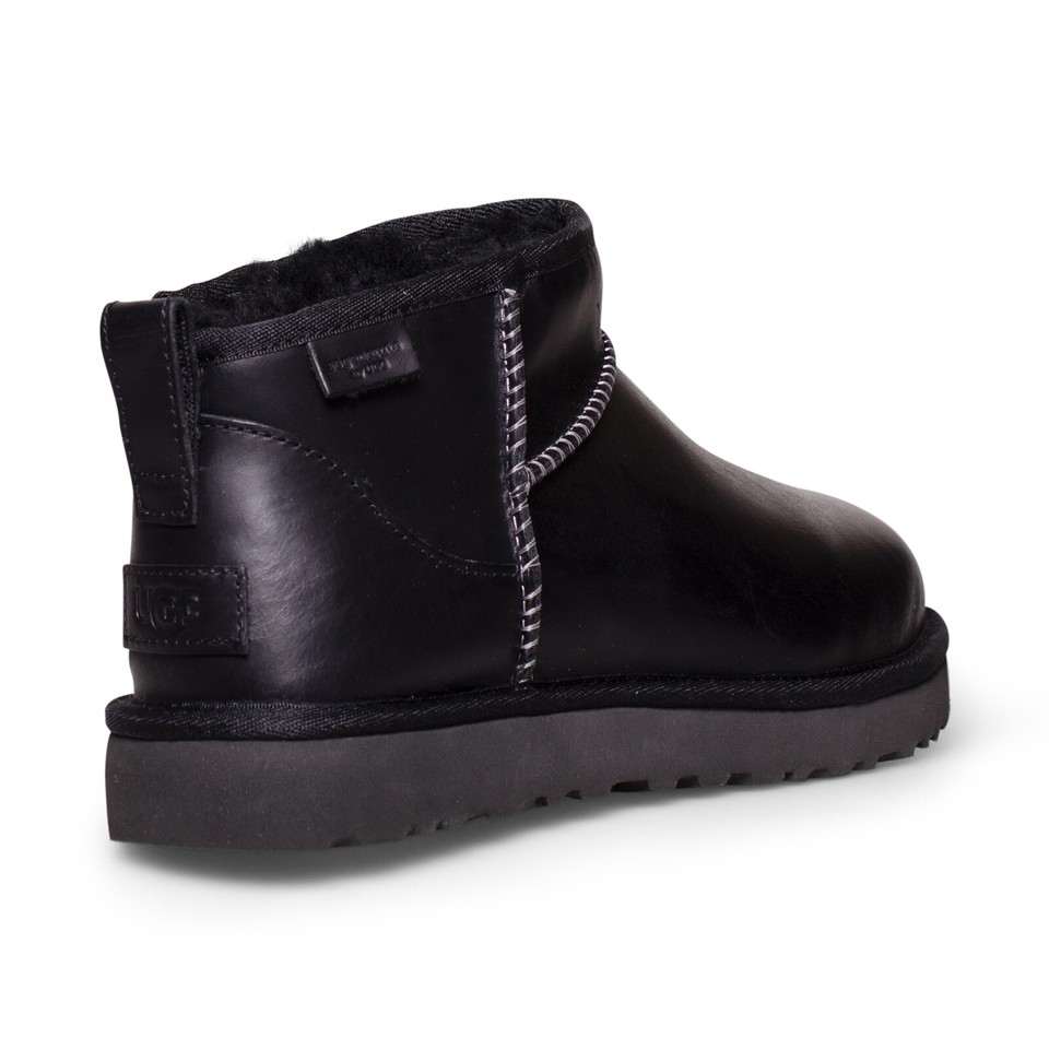 UGG CLASSIC ULTRA MINI LEATHER REGEN BLACK COMFORT WOMEN'S BOOTS SIZE ...