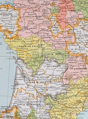 HISTORICAL MAP FRANCE 10th TO 14th CENTURY NORMANDY CHAMPAGNE BURGUNDY ...