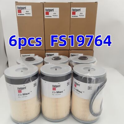 6 Pack For Fleetguard Fuel Filter FS19764 with Water Separator Cummins ...