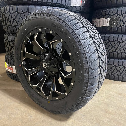 20x9 D576 Fuel Assault Black Wheels 32" AT Tires 5x5.5 Dodge Ram 1500 ...