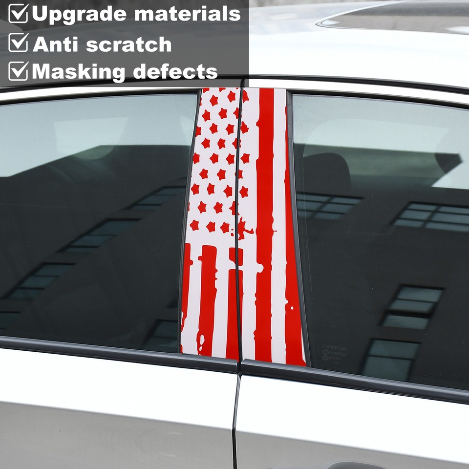 2pcs Car Center Pillar Star Flag Window Door PET B-Pillar Decals Wrap ...