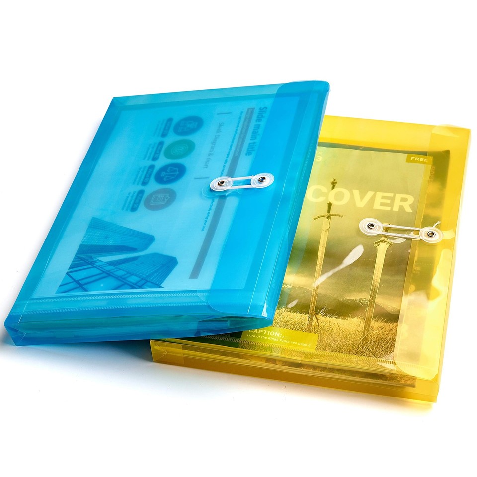 FANWU Plastic Letter Size Envelopes with Button & String Tie Closure, 1 ...