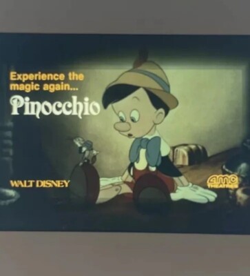 Pinocchio Walt Disney AMC Promo Vintage Movie Slide RARE Experience ...