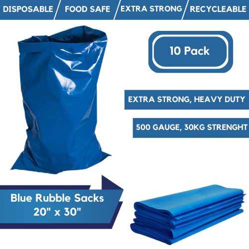 Rubble Sacks Blue Heavy Duty Rubbish Bags Builders Construction Waste ...