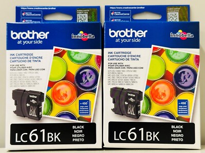 New Genuine Brother LC61 Black 2PK Ink Cartridges MFC-255CW MFC-290C | eBay