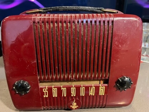 1947 Emerson Model 560A Burgundy Portable Tube Radio UNTESTED PARTS OR ...