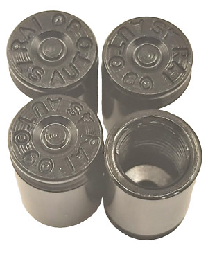 Set of 4 Gunmetal Bullet Tire Valve Stem Caps For Car, Standard Fitting ...