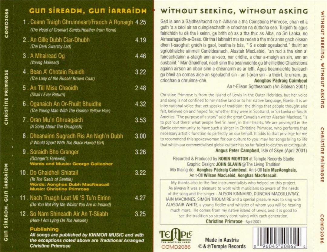CHRISTINE PRIMROSE - GUN SIREADH, GUN IARRAIDH (WITHOUT SEEKING, * NEW ...