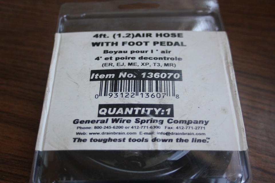 General Wire Spring Drain Cleaner Foot Pedal & Hose Mini Rooter 136070 ...