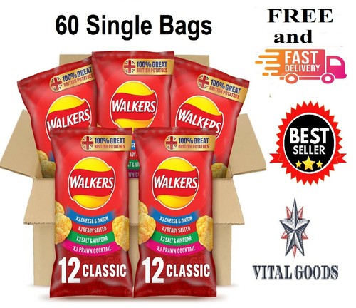 Walkers Classic Variety Multipack Crisps Box 60 Single Bags walker ...