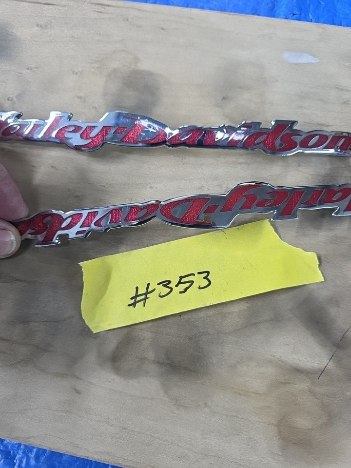 HARLEY TANK EMBLEMS CHROME AND RED LEFT AND RIGHT OEM FOR SPORTSTER 883 ...