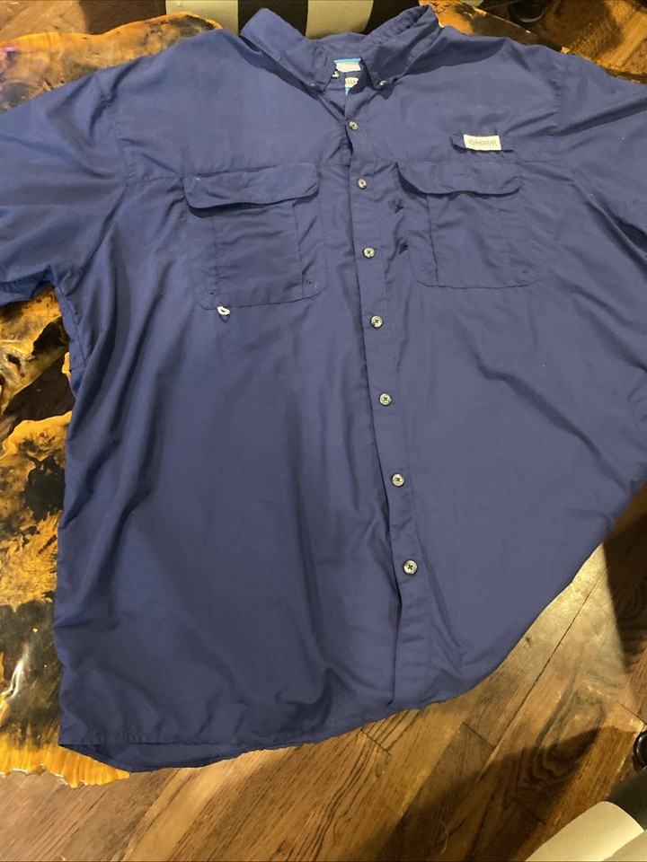 Magellan Outdoors Men’s 3XL Navy Blue Fish Gear Button Down Shirt ...