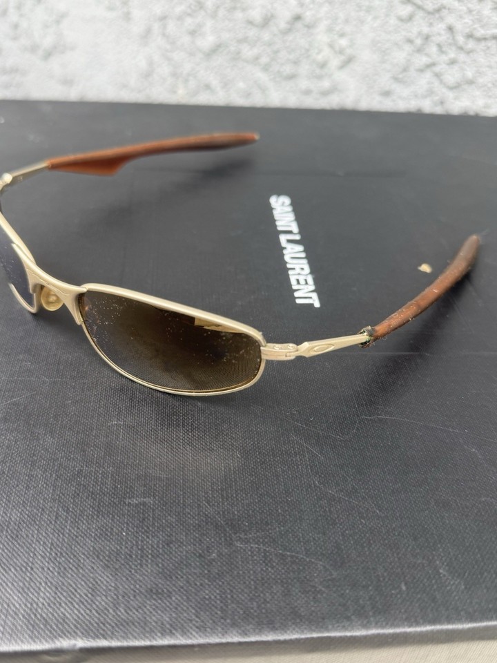 Vintage 90’s RARE Oakley E Wire Titanium Sunglasses Gold | eBay