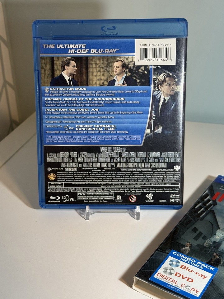 Inception (Blu-ray/DVD, 2010, 3-Disc Set) Slip Cover - Cristopher Nolan ...