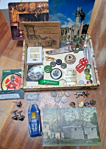 Junk Drawer lot in cigar box Vintage and nostalgic items Junk Box Hero ...