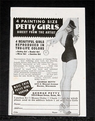 1942 OLD MAGAZINE PRINT AD, GEORGE PETTY GIRLS, DIRECT FROM THE ARTIST ...