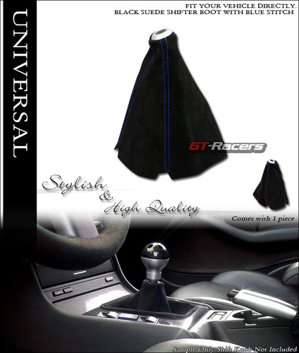 Universal Black Suede Blue Stitch Shifter Shift Gear Boot Cover Manual ...