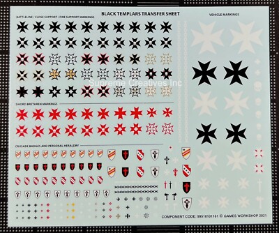 Black Templars Transfer Sheet Decal New Warhammer 40k Space Marines ...