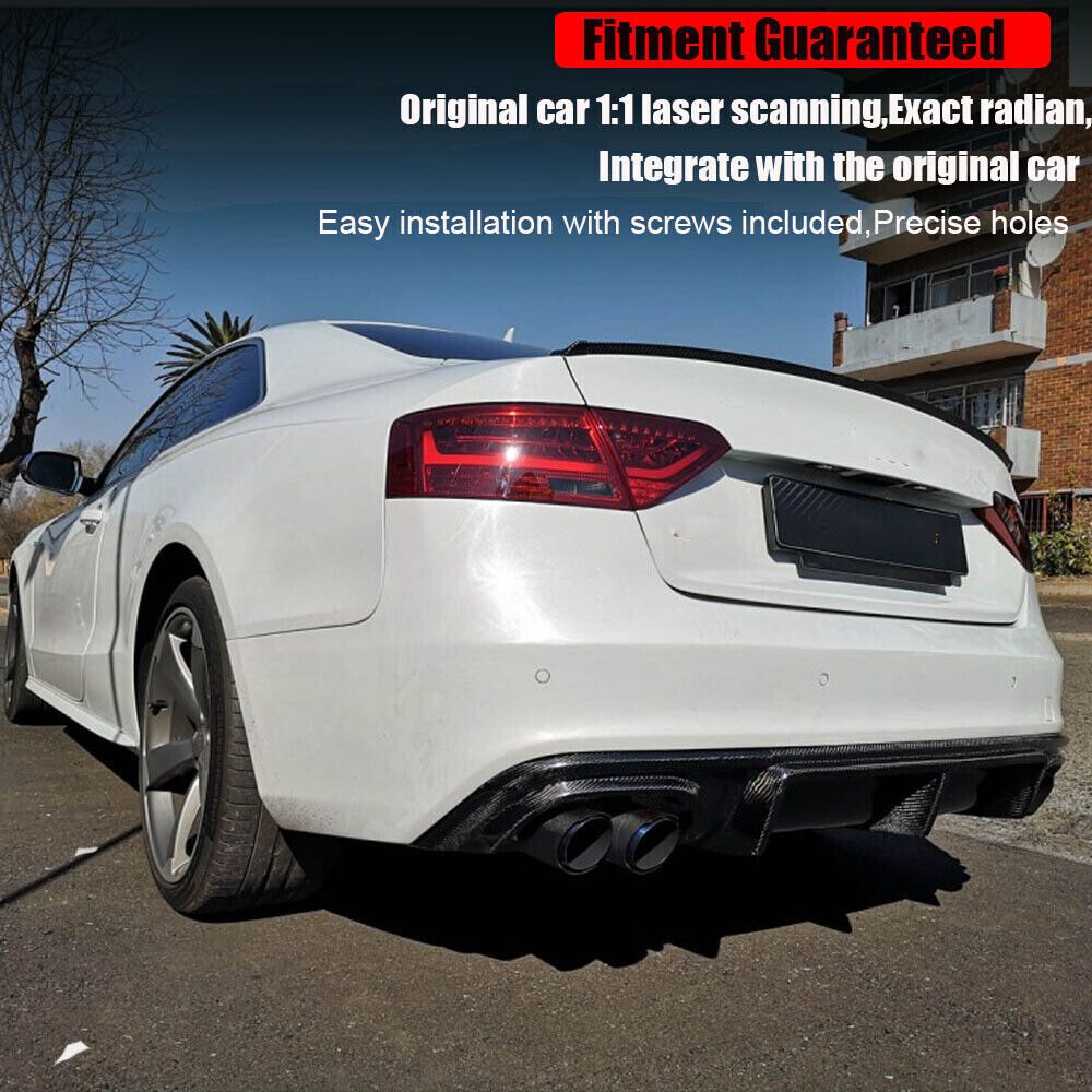 REAL CARBON Rear Bumper Diffuser Spoiler Fit For Audi S5 A5 B8.5 Sline ...