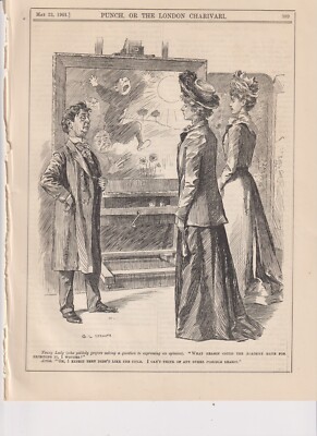 1901 Punch Cartoon Young Lady Wonders Why Academy Have Rejected a ...