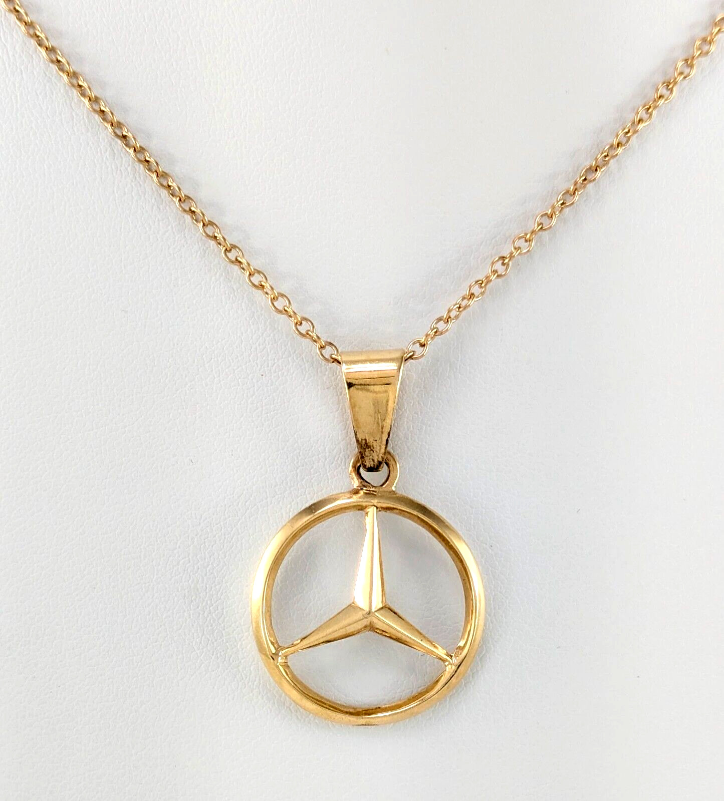 Antique 18K Gold Mercedes Benz Logo Pendant Necklace,… - Gem
