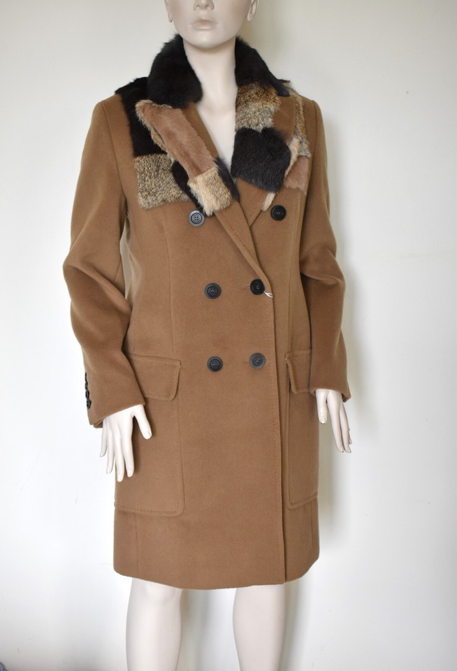 MAX MARA Weekend, Wool Coat , Real Rabbit Fur, Size 6 US, 8 GB, 36 DE ...