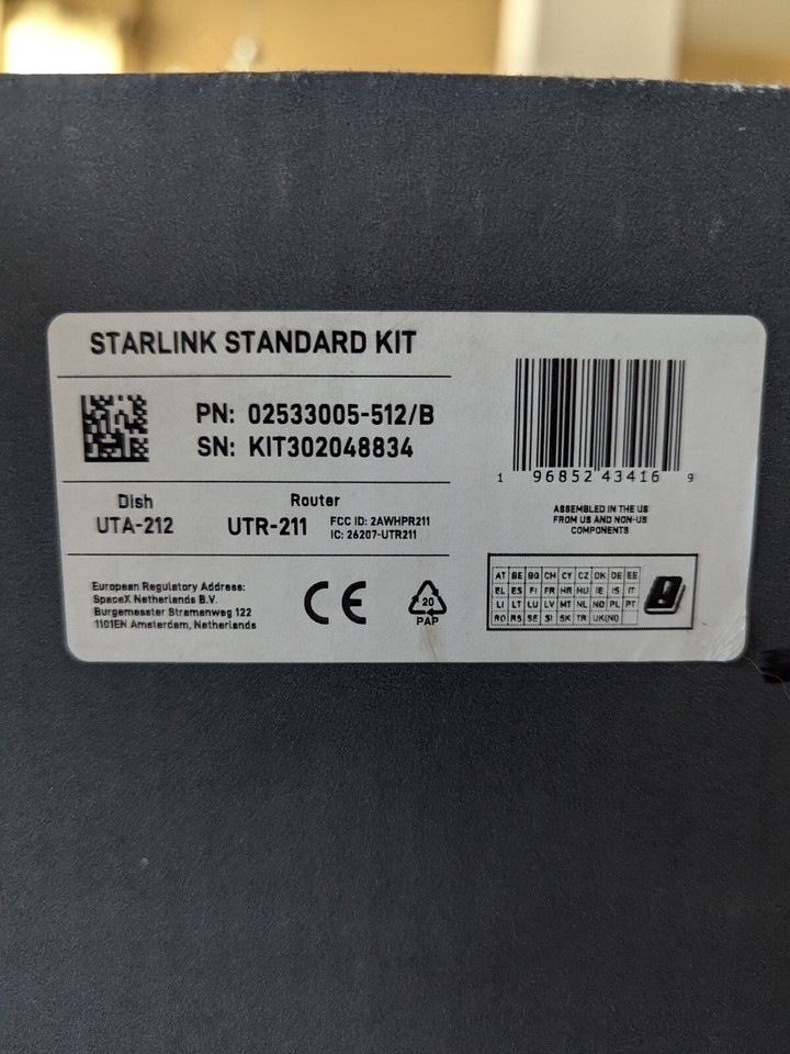 NEW STARLINK V2 SATELLITE STANDARD KIT UTA-212 W/ROUTER UTR-211 ...