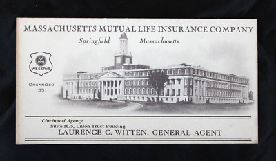 VINTAGE MASSACHUSETTS MUTUAL LIFE INSURANCE ADVERTISING INK BLOTTER ...